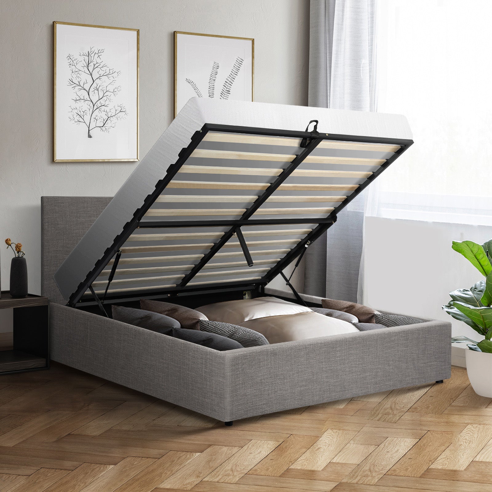 Premium Milano Fabric Gas Lift Storage Bed | Two In One Bed and Storag ...