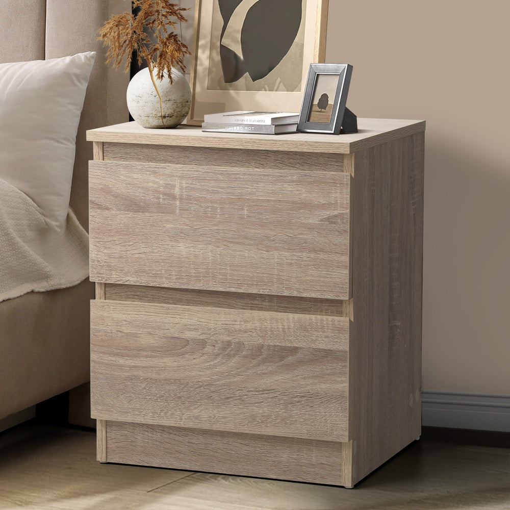 Centrum Luxe Modern 2 Drawer Bedside Table | Elegant Wooden Fingerpull ...