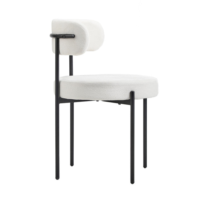 Set of Two Juniper Retro Round Boucle Dining Chairs | Sleek Modern Cur ...