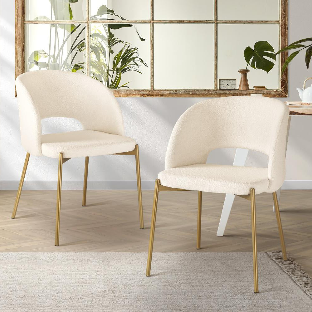 Set of Two Teddy Millie Boucle Fabric Dining Chairs | Premium Boucle o ...