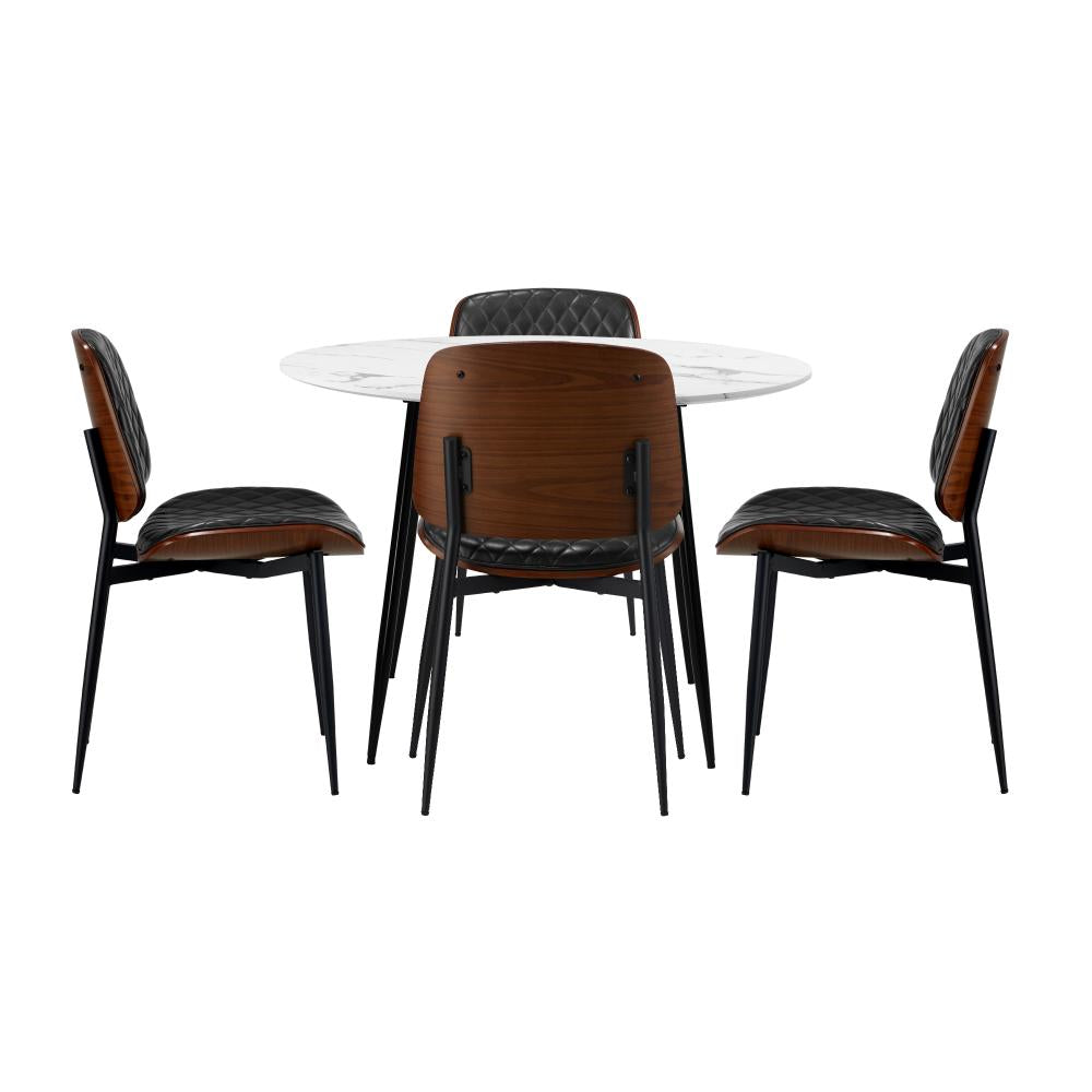 Miami Eros 5pc Dining Table Set with Premium PU Leather Chairs | Premi ...